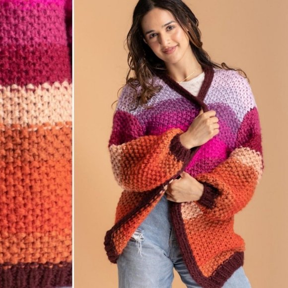 SAACHI | Sweaters | New Saachi Oversized Rainbow Knitted Cardigan ...